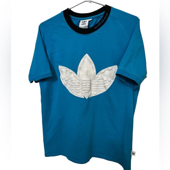 adidas | Tops | Adidas High End Retro Womens Xl Turquoise Blue Raised ...